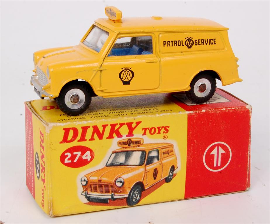 Dinky Toys, 274 Morris Minor AA Mini van, yellow body and roof, with ...