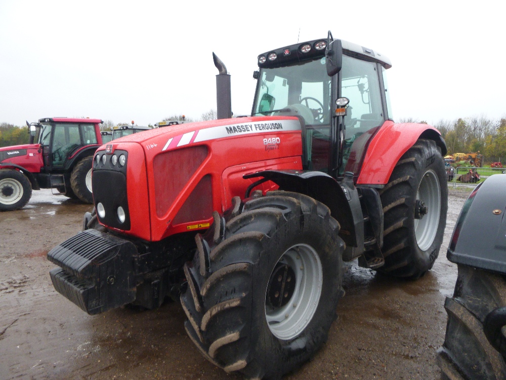 2008 Massey Ferguson 8480 50k 4wd Dyna VT Tractor. 5800 Hrs Reg No WX08 ...