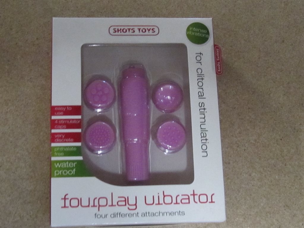 Fore Play Vibrator for Him and Her. Complete with 4 different Caps. Pink.