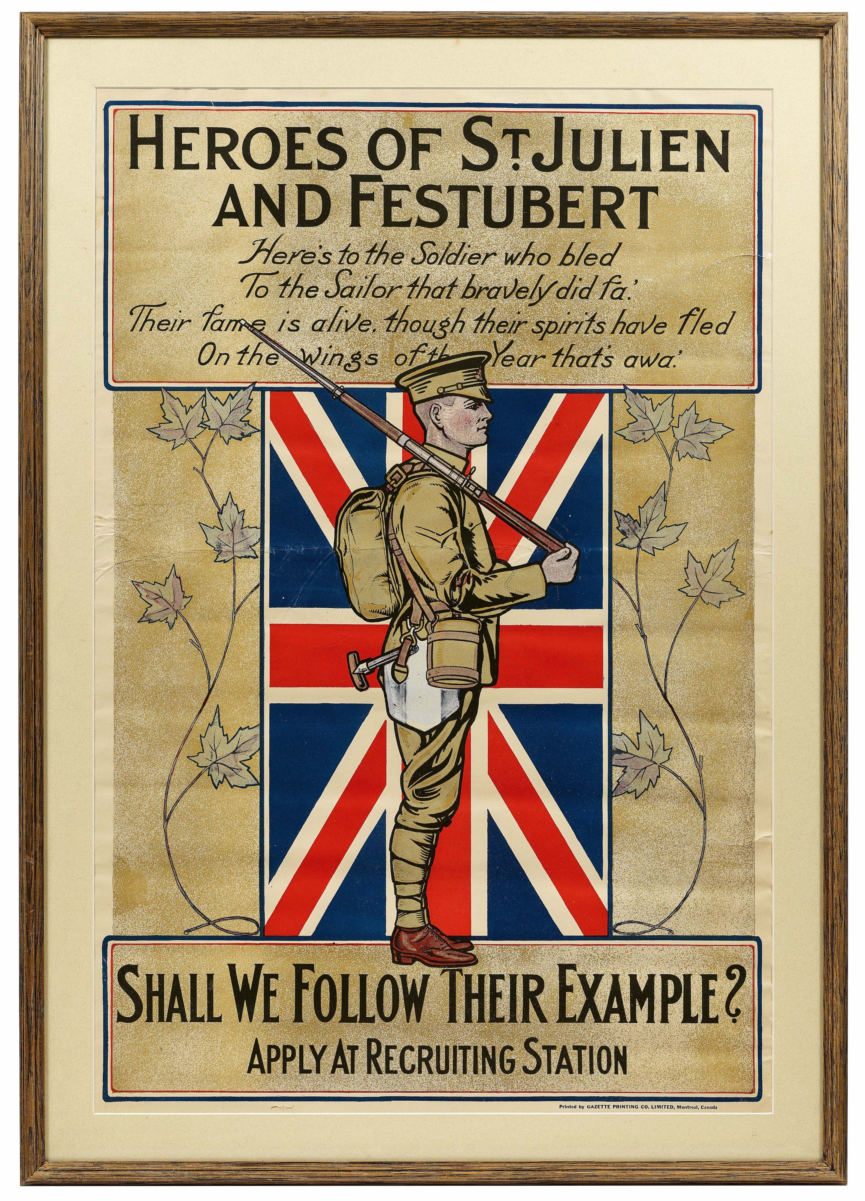 WW1 Canadian Recruiting Poster.A scarce and colourful example ...