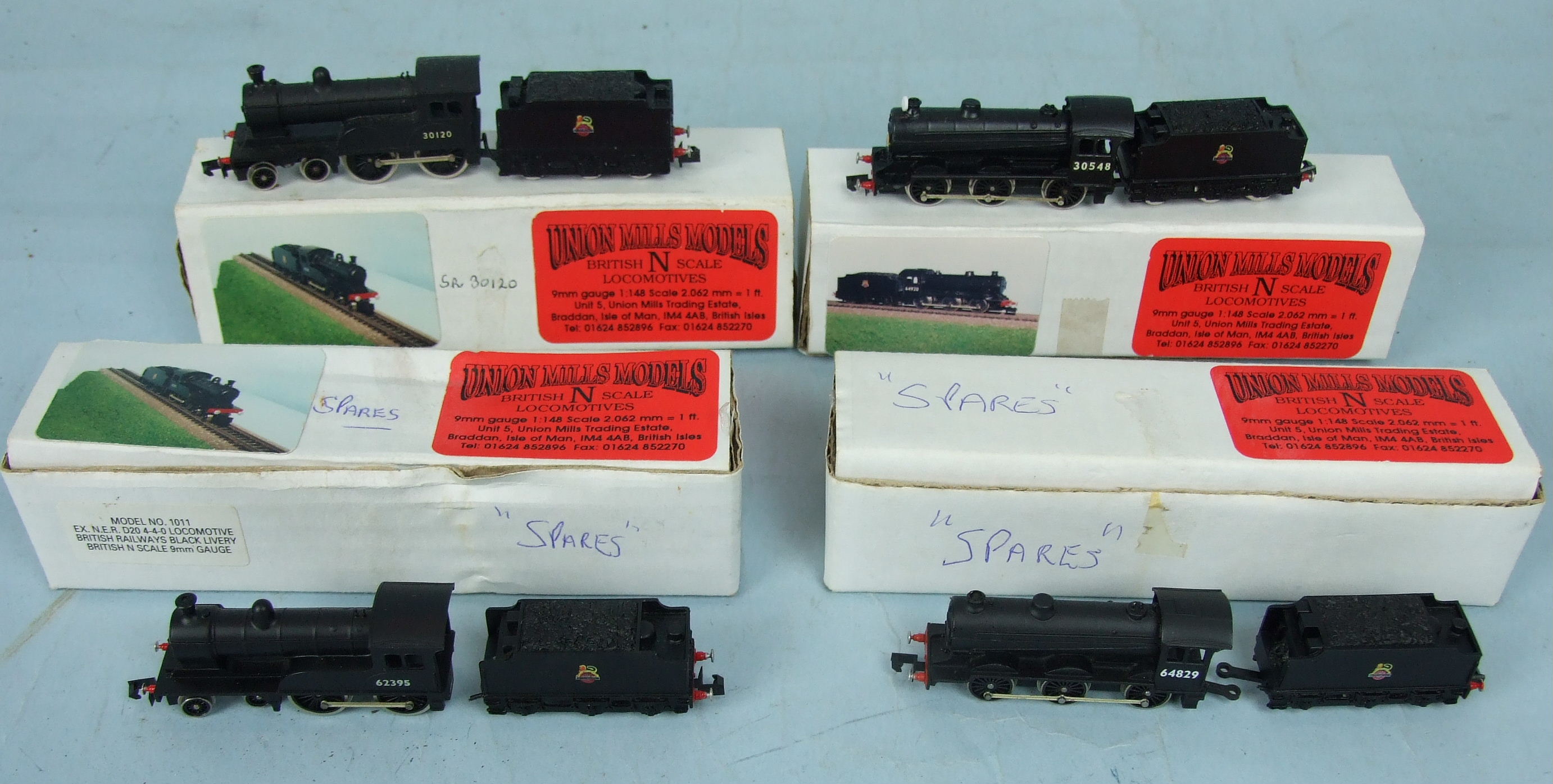 Union Mills Models, N gauge, four locomotives, SR J39 0-6-0 no.30548 ...