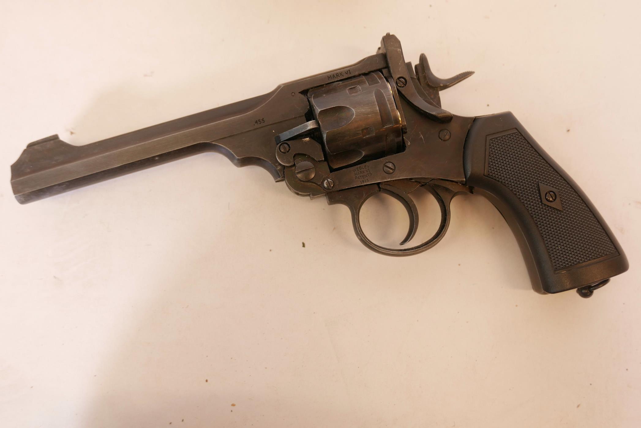 A collector's replica Webley MKVI service revolver, in battlefield ...