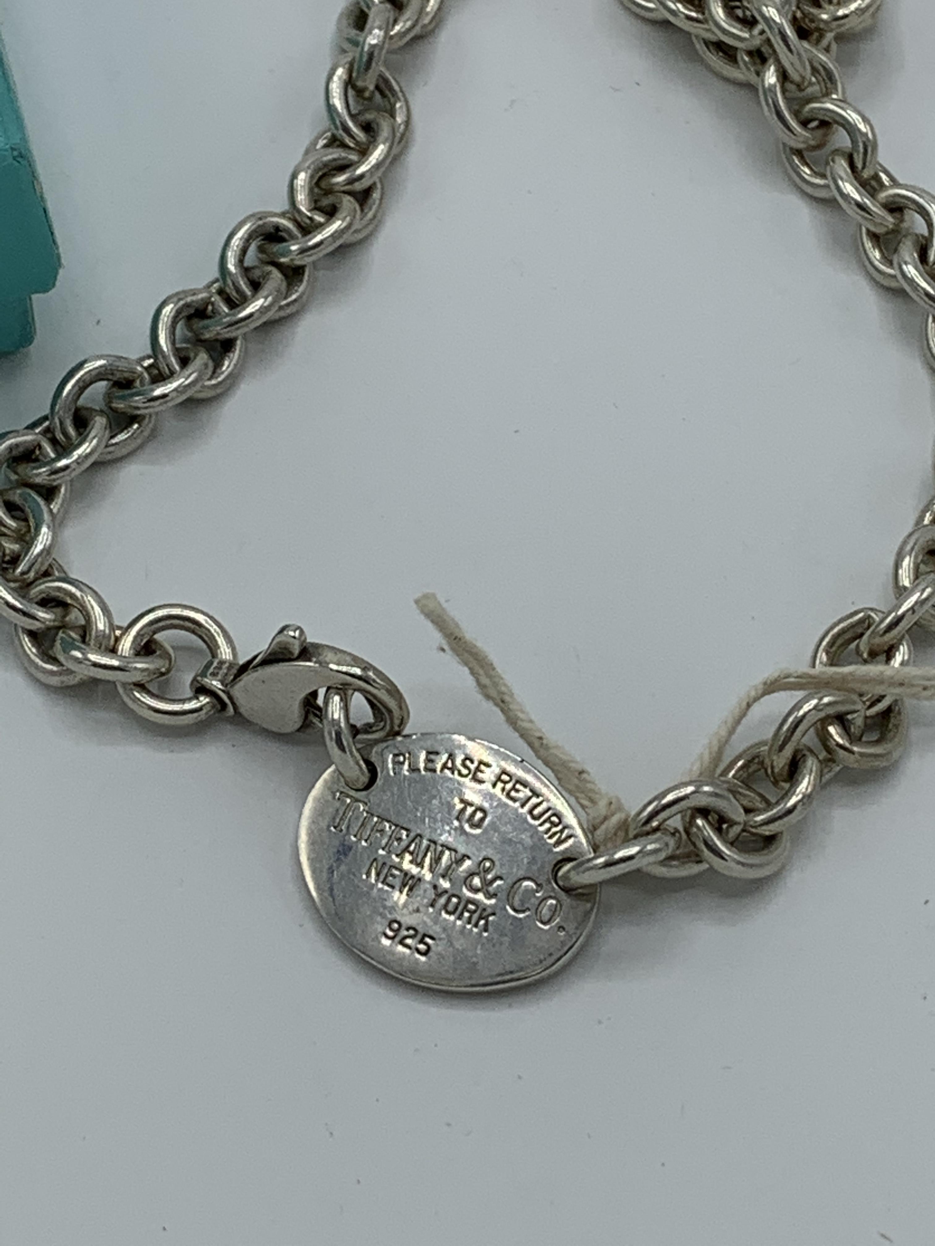 925 silver Tiffany necklace complete with label marked ""please return ...