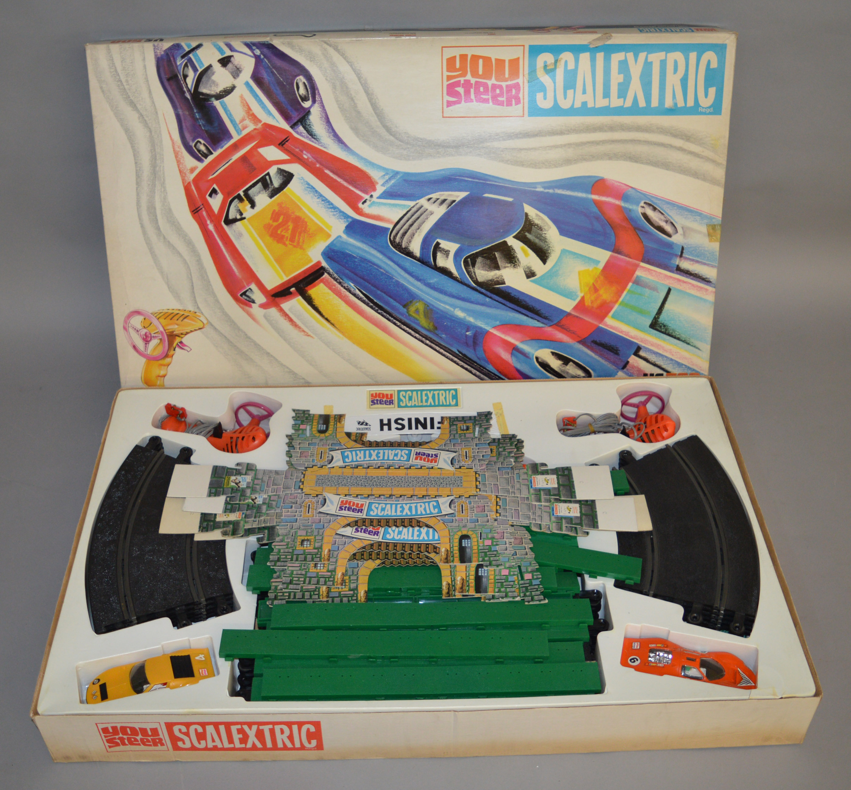 4 boxed vintage Scalextric slot car sets, '12E', '80' and 'YS500 ...