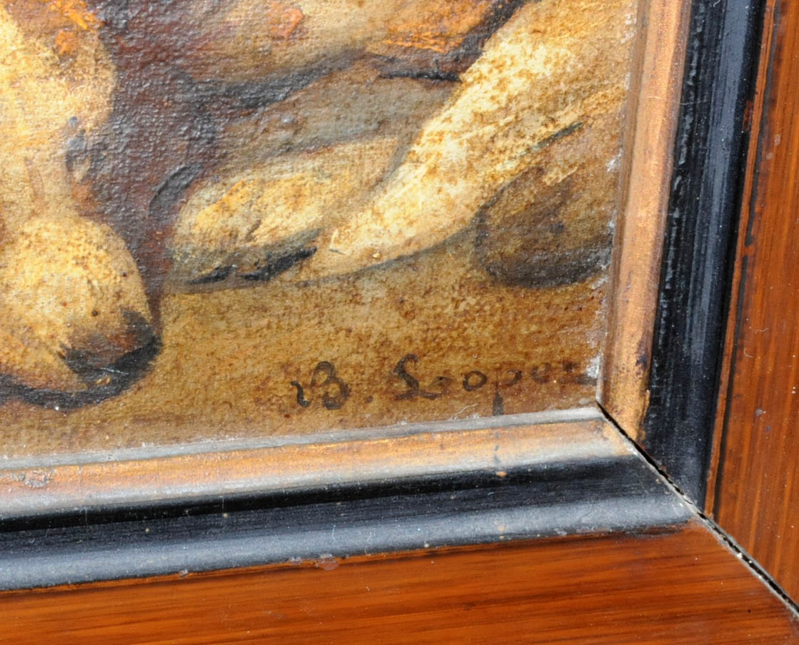 B. Lopez, oil painting on canvas, nursery scene. 52.5 cm x 32 cm ...