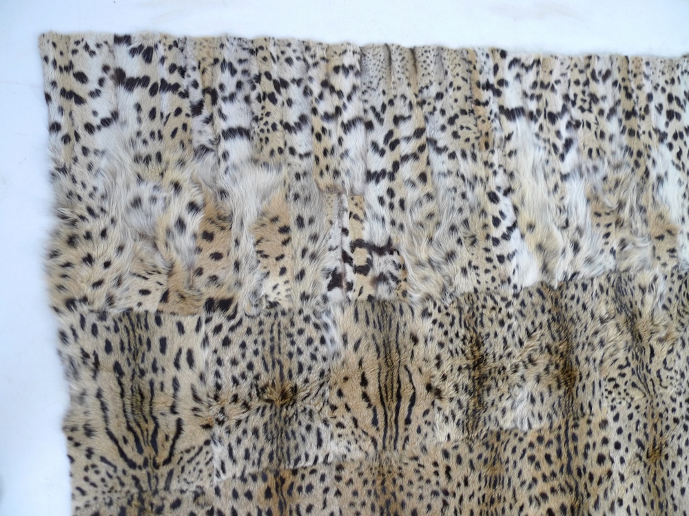 A Serval Cat skin rug, with label 'Bechuanaland Protectorate Government ...