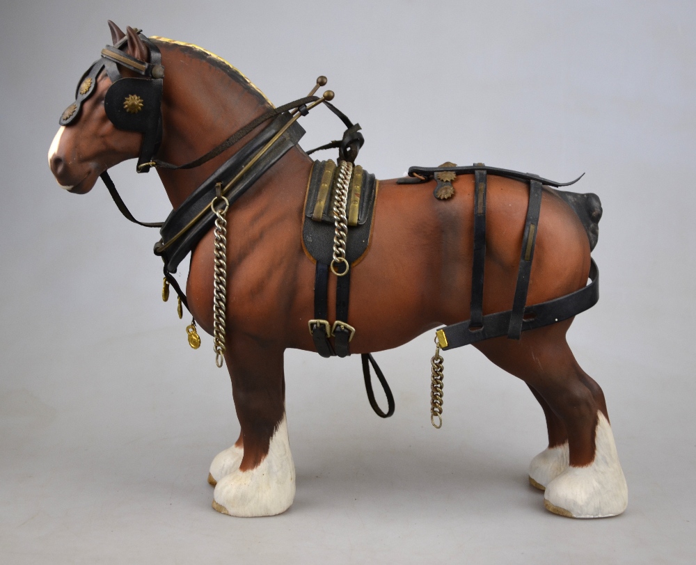 Two Beswick shire horses - Percheron in show harness, matt dappled grey ...