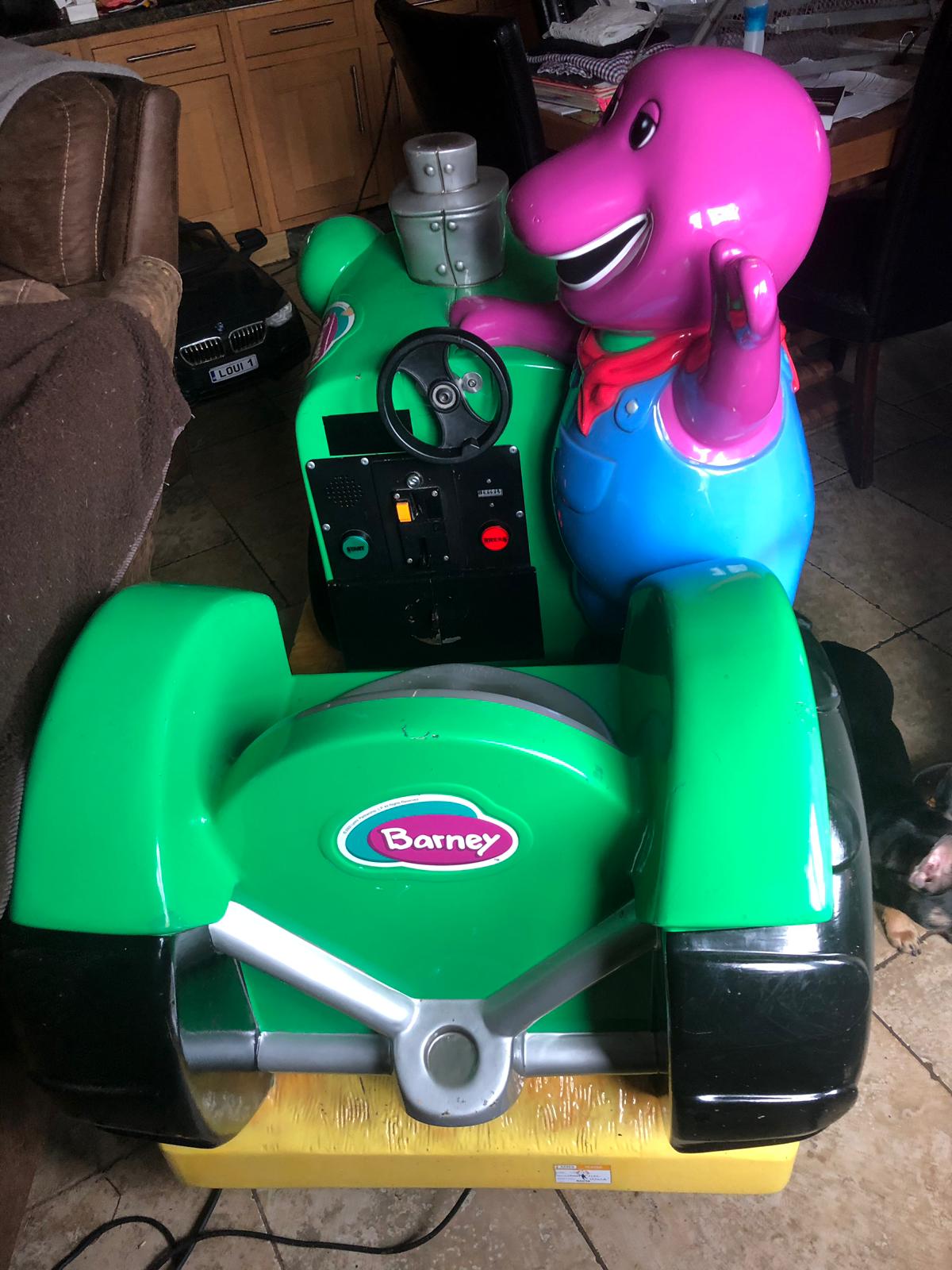 DS - Barney The Dinosaur Green / Purple Coin Operated Car Kids Ride On ...