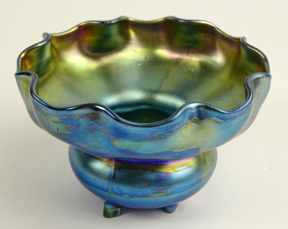 Antique Tiffany Favrile Iridescent Glass Compote. Signed L.C.Tiffany ...