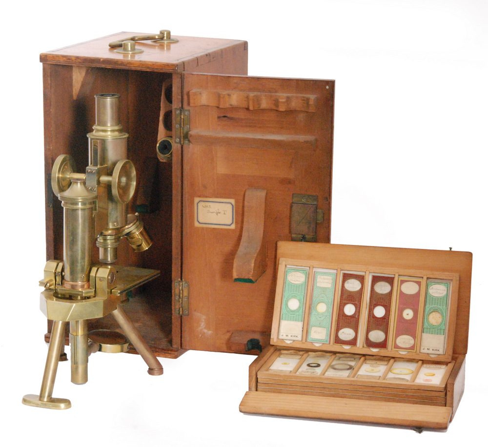 A late 19th Century brass microscope by J swift & Sons London with ...