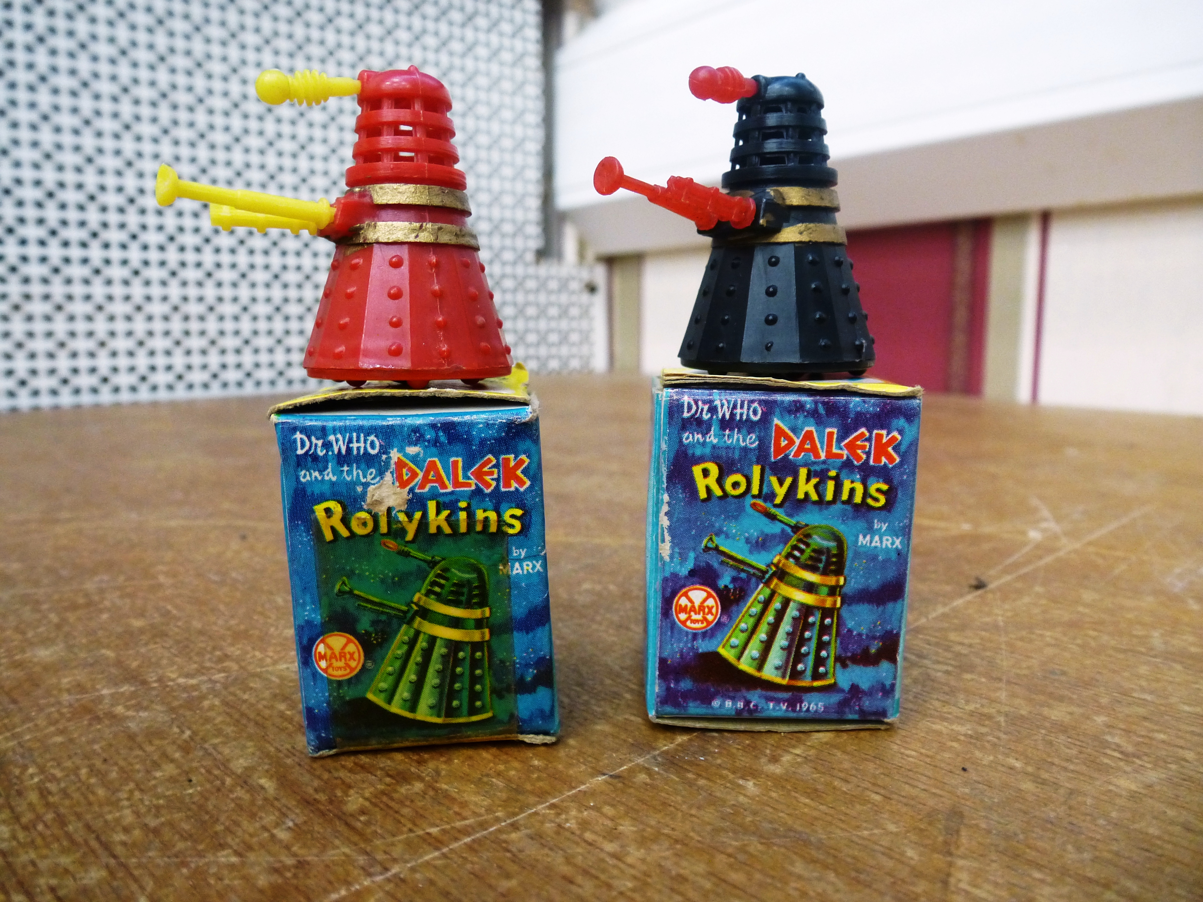 2 BOXED DALEK ROLYKINS BY MARX