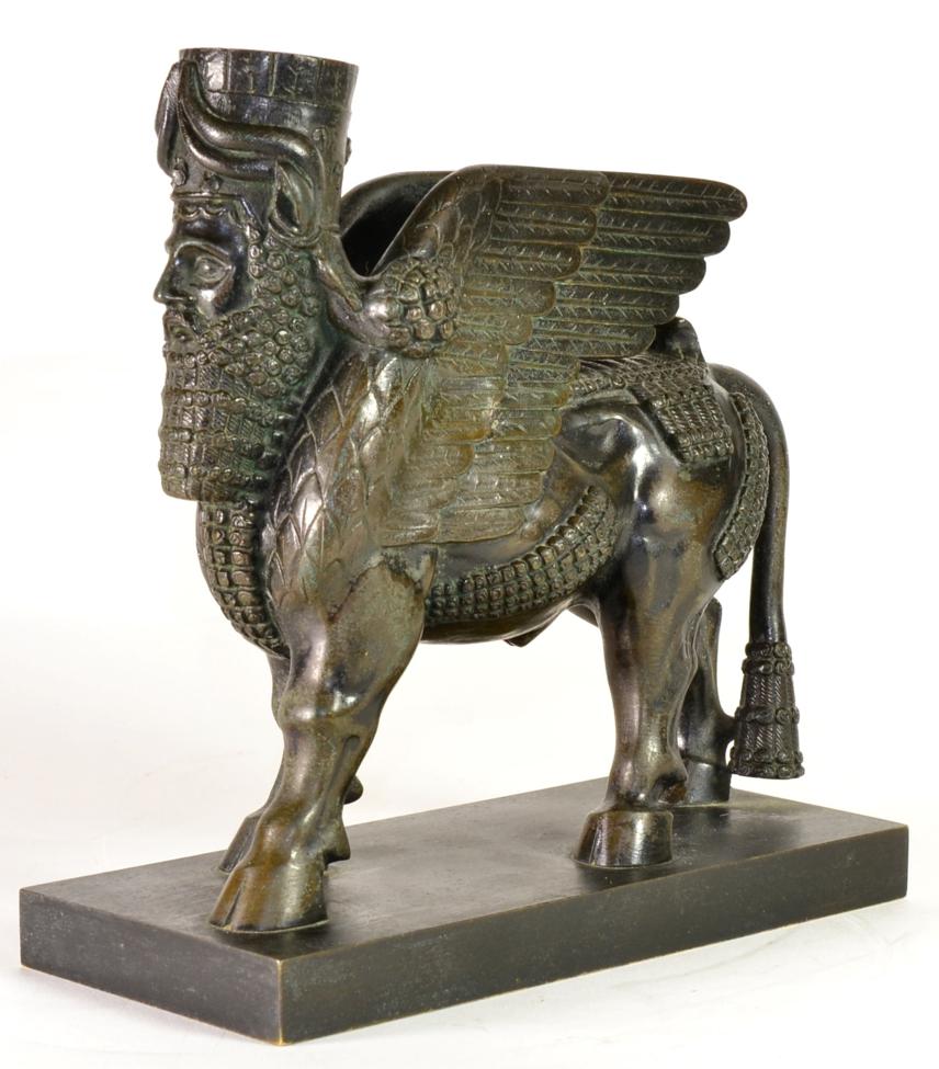 After the Antique: A Bronze Figure of Lamassu, the standing mythical ...