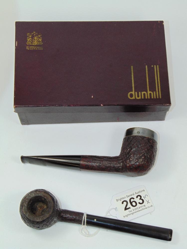 2 X VINTAGE DUNHILL SHELL PIPES & VINTAGE DUNHILL BOX