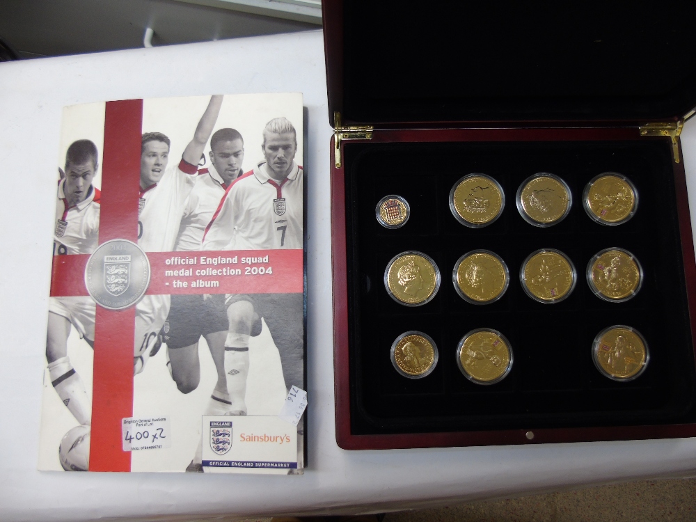 QUANTITY OF COMMEMORATIVE COINS+ PART SET OF ENGLAND 2004 FOOTBALL ...
