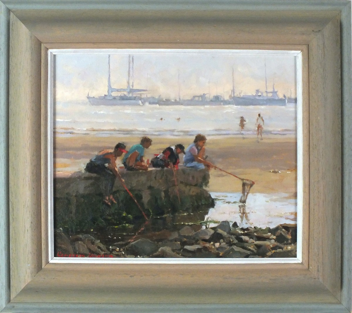Geoffrey HUBAND A.R.S.M.A. (b.1945), Oil on canvas, 'Crabbing ...