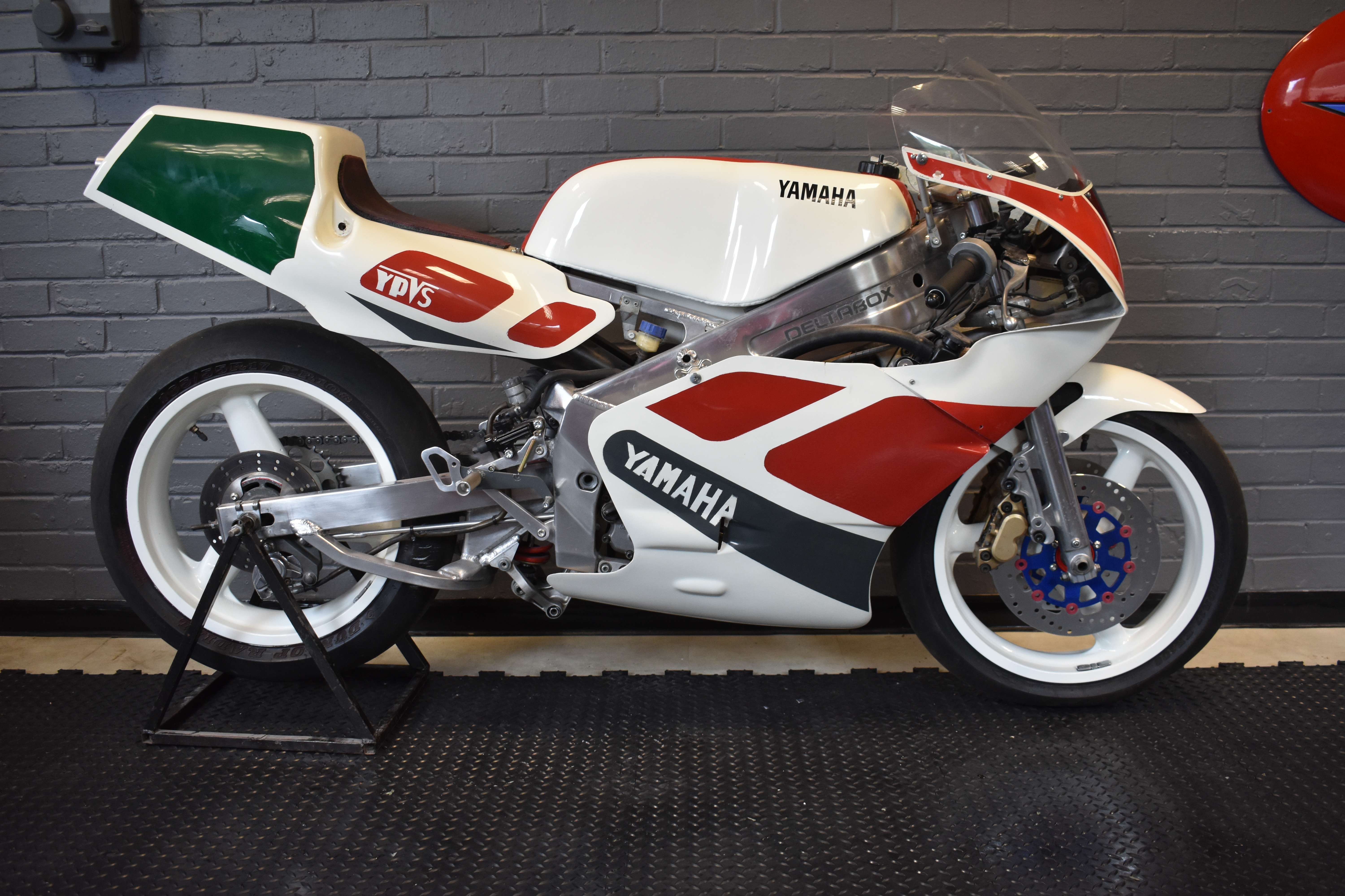 A 1988 Yamaha TZ250 U/3AK, unregistered, white/red and green. This TZ250 U/3AK comes direct from