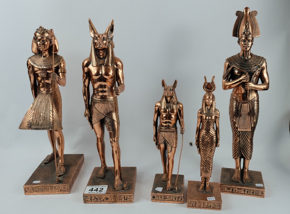 A collection of Copper Egyptian figures from the Leonardo collection (5 ...