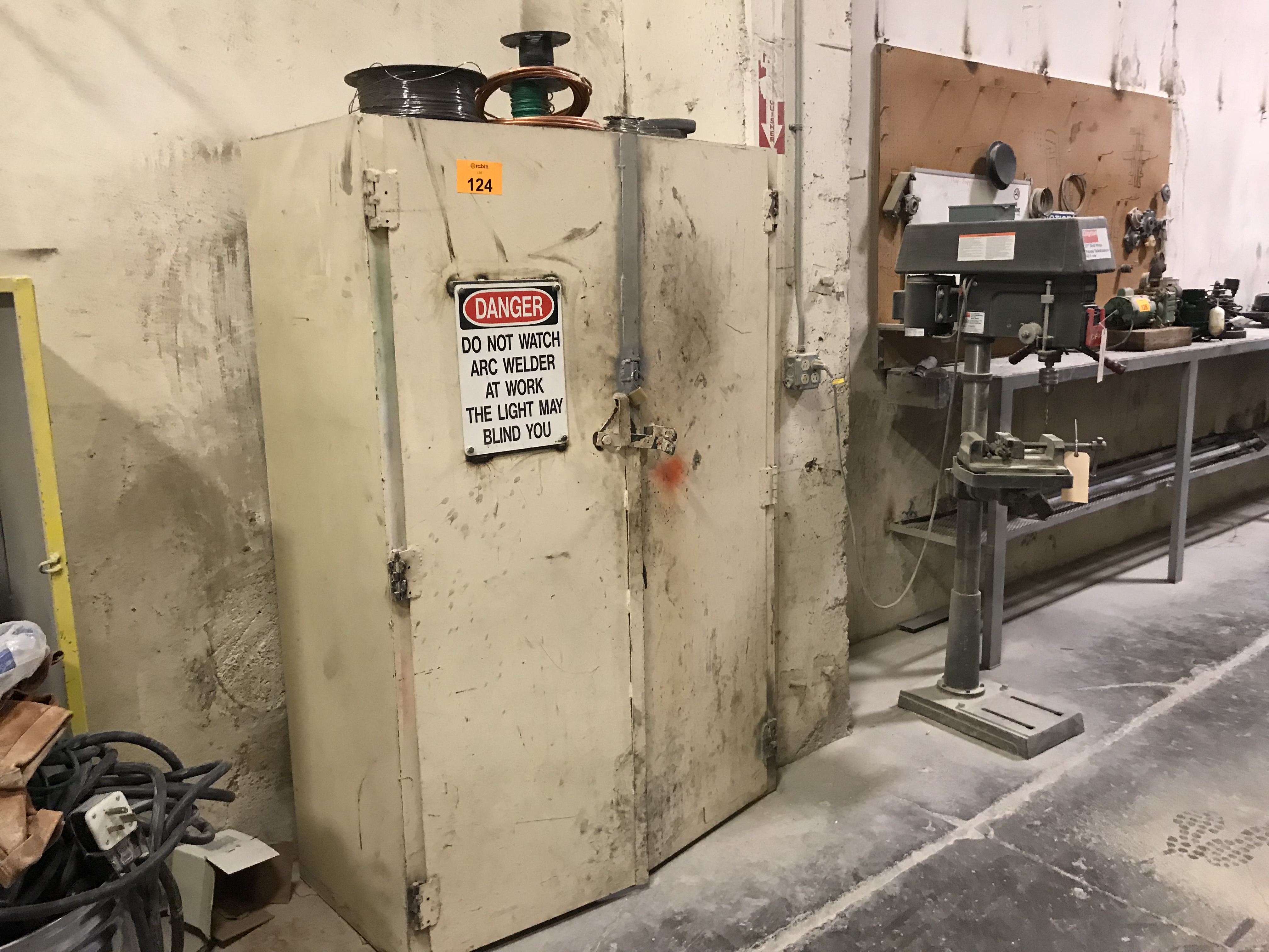 2- door Steel welding storage cabinet with welding supplies as shown