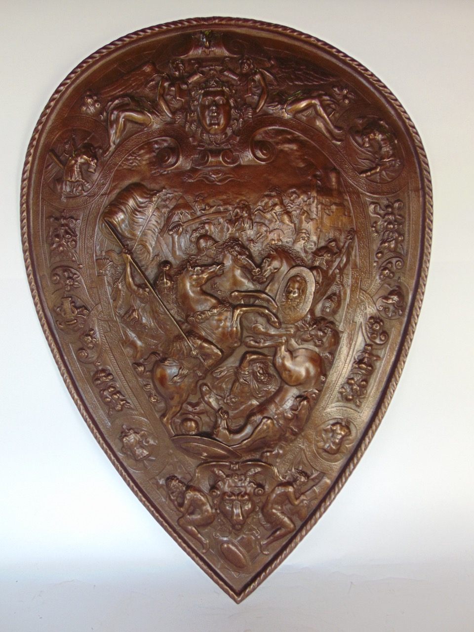 Victorian cast iron shield, a replica of the parade shield of Henry II ...