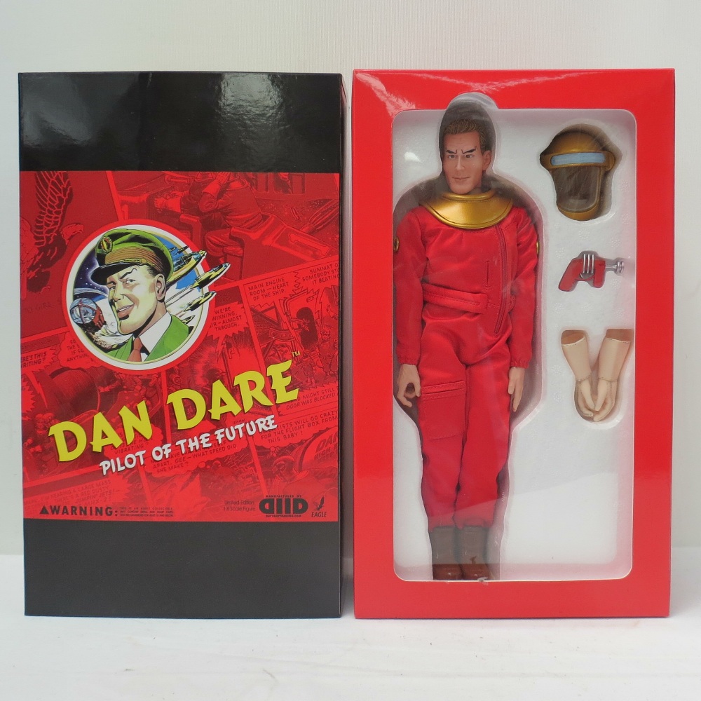 A limited edition Dan Dare 1/6 scale action figure by Day2day trading; with accessories and origi
