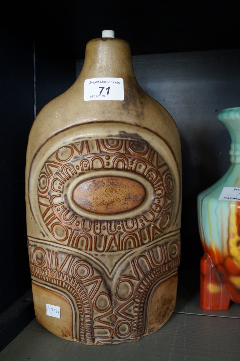 A Cornish studio pottery table lamp by Louis Hudson.