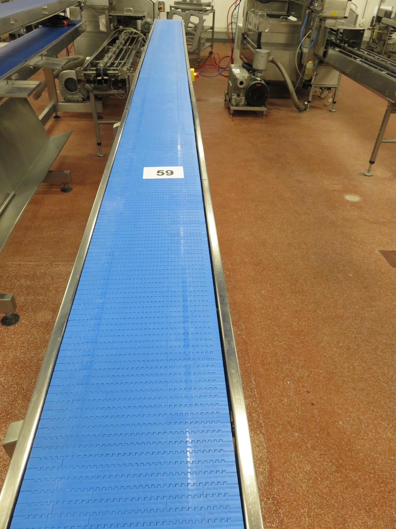 1 x Intralox belt conveyor. Belt width 300 mm. Overall length 5.8 m ...