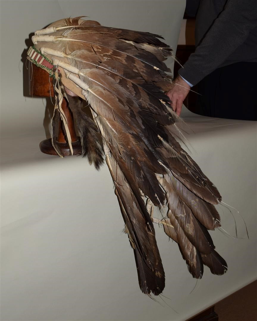 A rare late 19th/early 20th century Native American eagle feather war ...