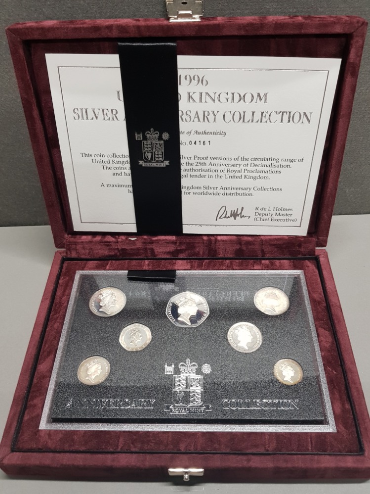 ROYAL MINT 1996 UNITED KINGDOM SILVER PROOF ANNIVERSARY COIN COLLECTION ...