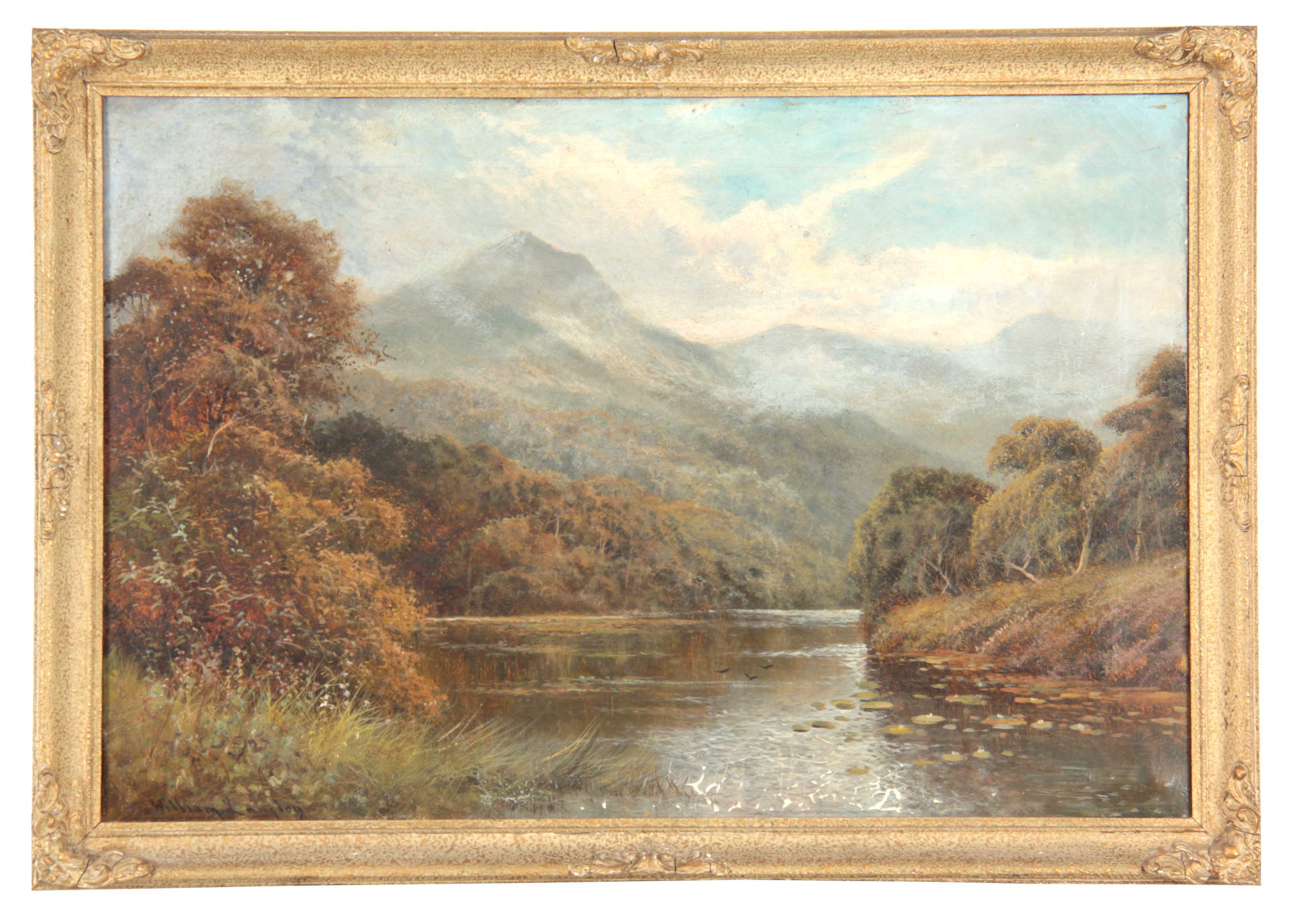 WILLIAM LANGLEY, OIL ON CANVAS depicting the Scottish highlands with a ...