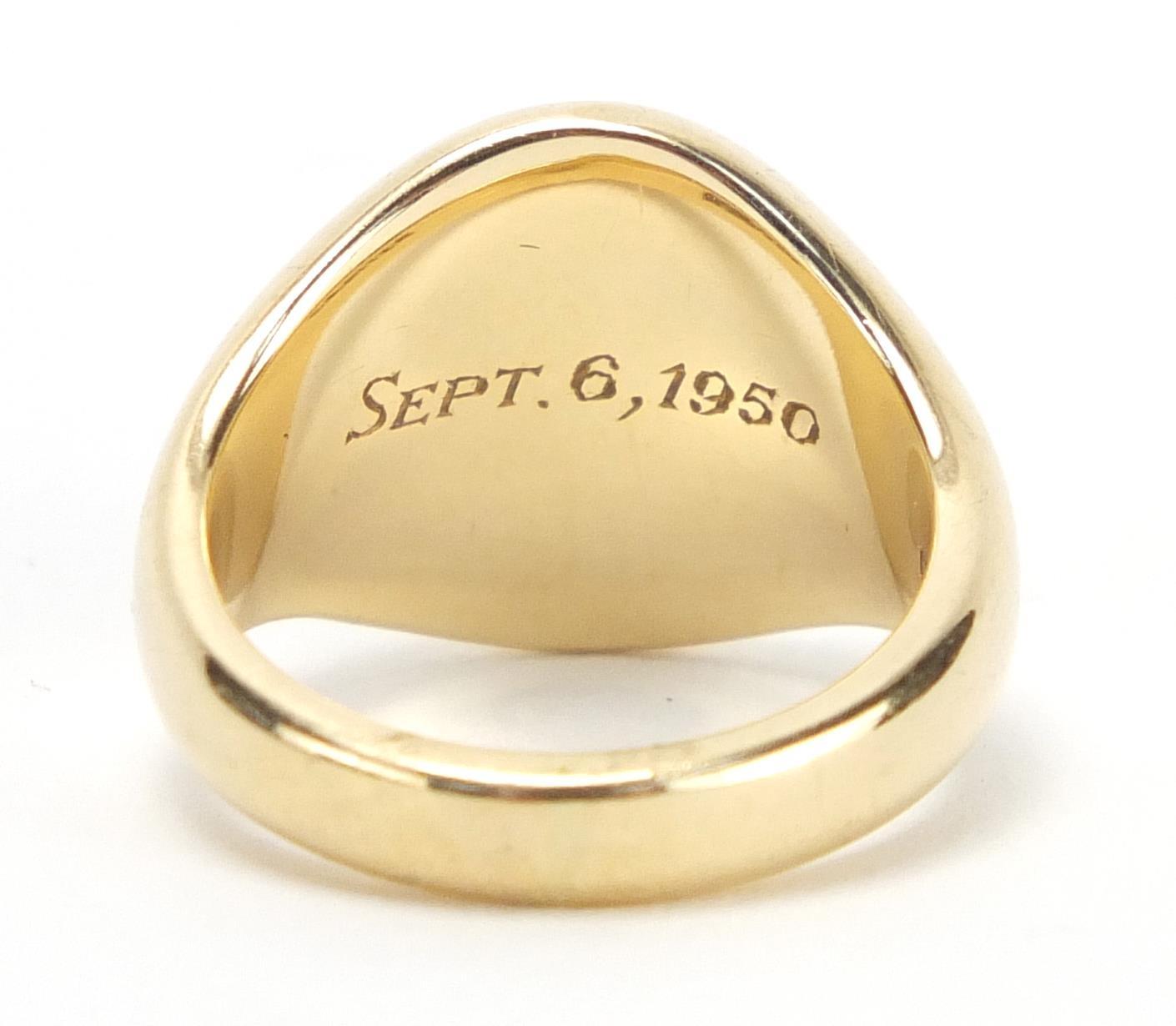 Cartier 14ct gold signet ring with initials G W M, size H, approximate ...