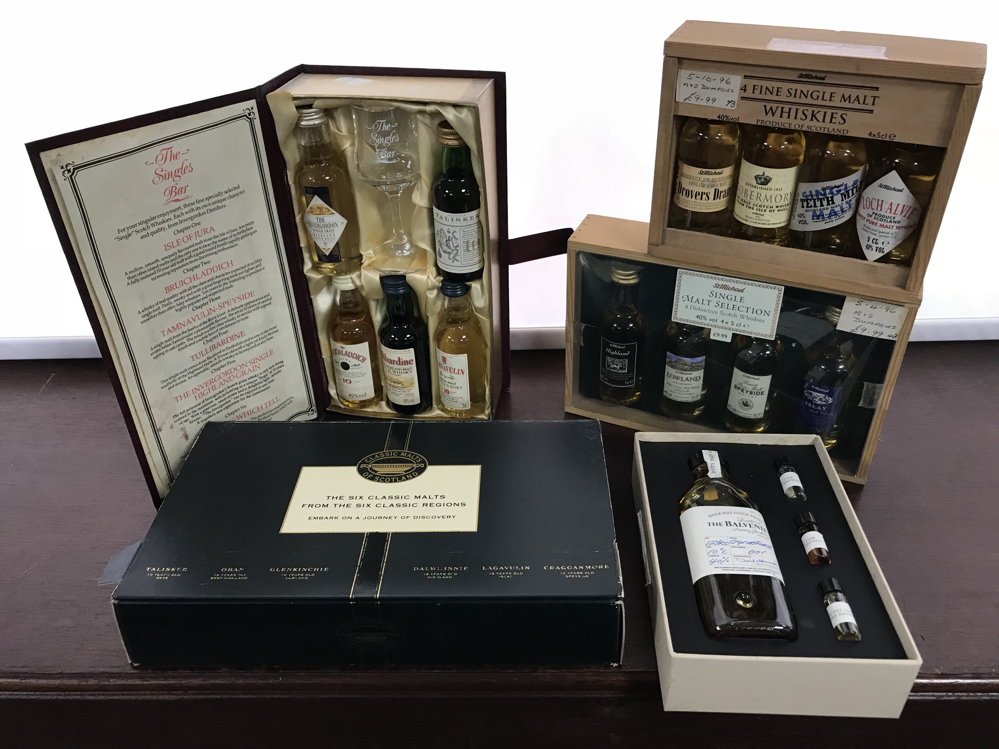 VARIOUS MALT WHISKY MINIATURE GIFT PACKS To include Singles Bar ...