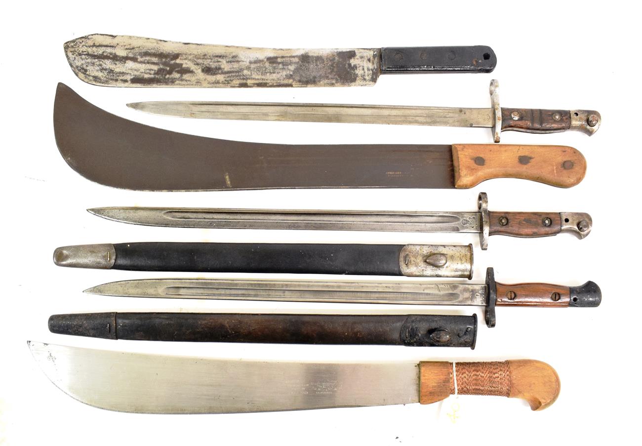 A Second World War British Military Issue Machete, the blade stamped S ...