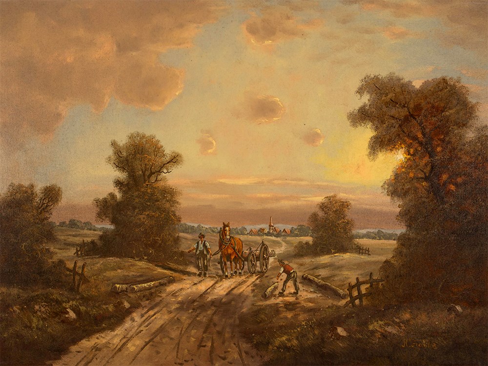 A. Franke ‘Logging’, Oil Painting, 20th Century Oil on canvasPainting ...