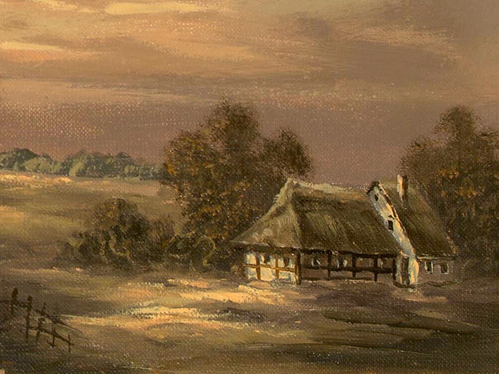 A. Franke, Oil Painting “On the Way Home”, Mid-20th Century Oil on ...