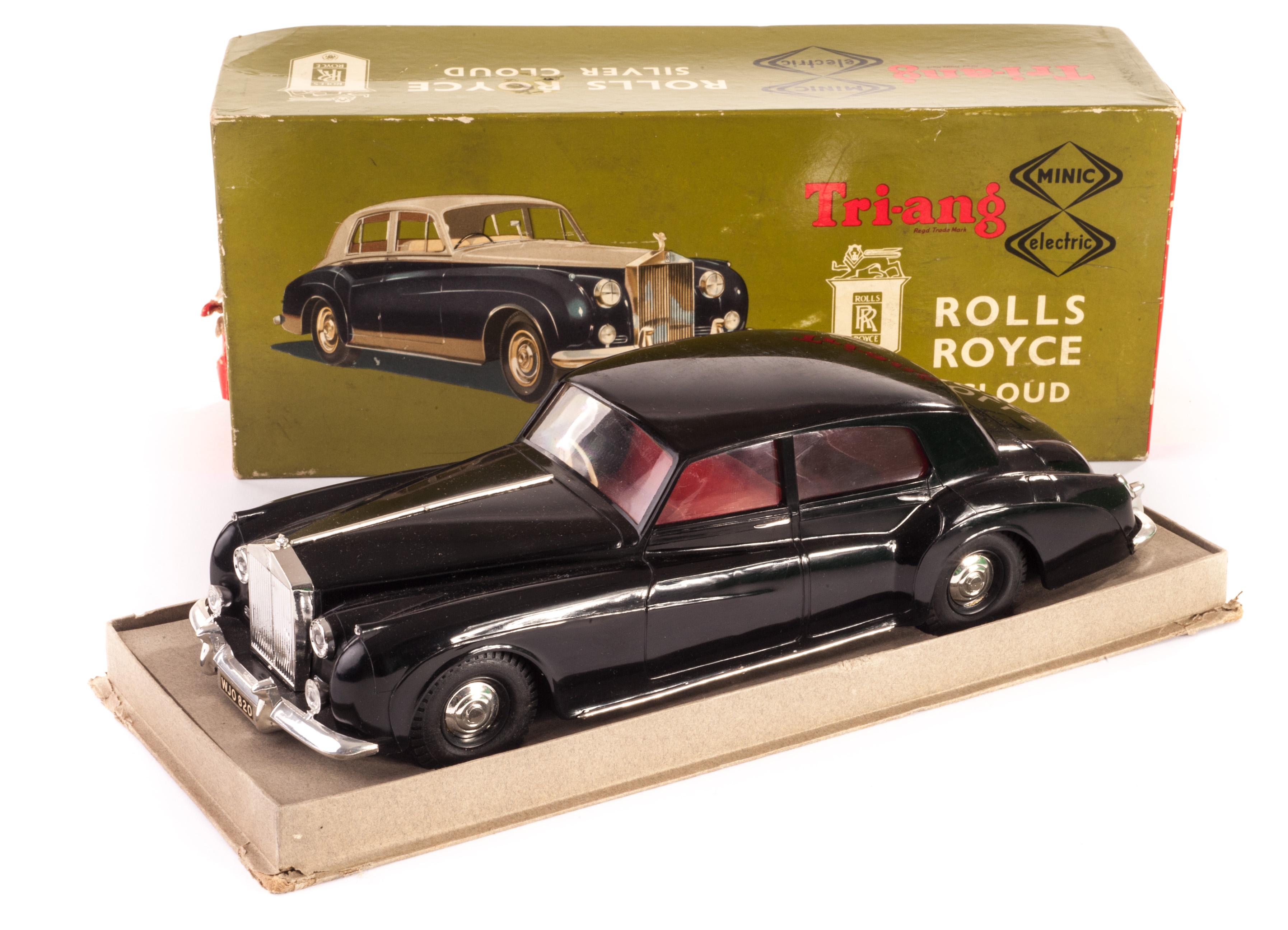 A Tri-ang Minic Electric 1/20 Scale Rolls Royce Silver Cloud: in black ...