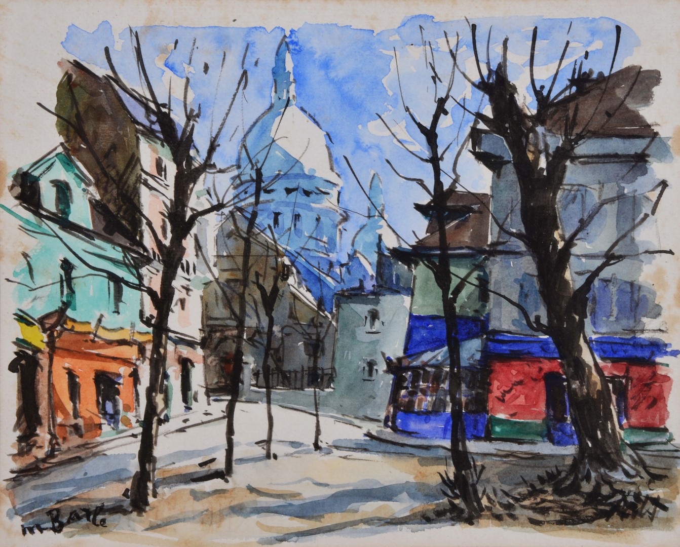 MAURICE BARLE (1903-1961) Sacre Couer from Artist's corner, signed, ink ...