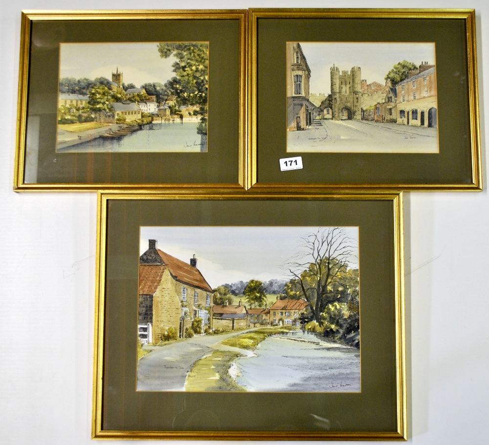 Jane Pearson (British) three gilt framed signed watercolours of ...