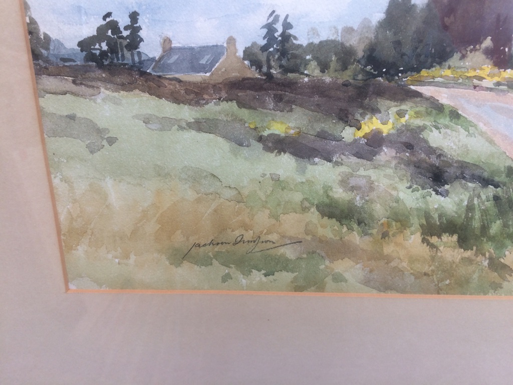 Vintage Scottish Artist Jackson Simpson Landscape Watercolour - 17" x ...