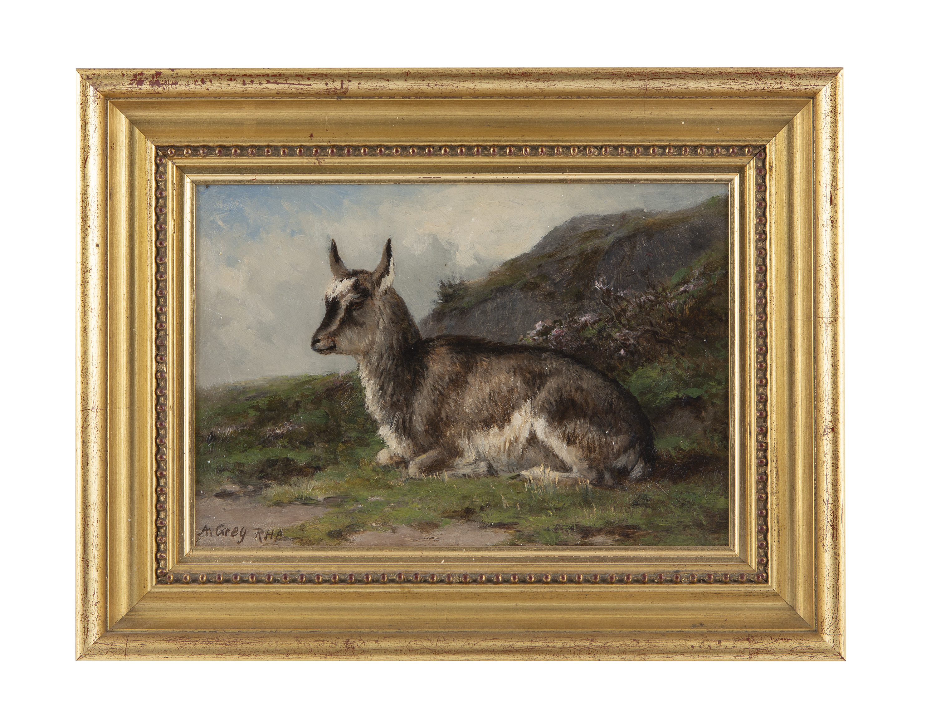 Alfred Grey RHA (1845-1926)A Kid in a LandscapeOil on paper laid on ...