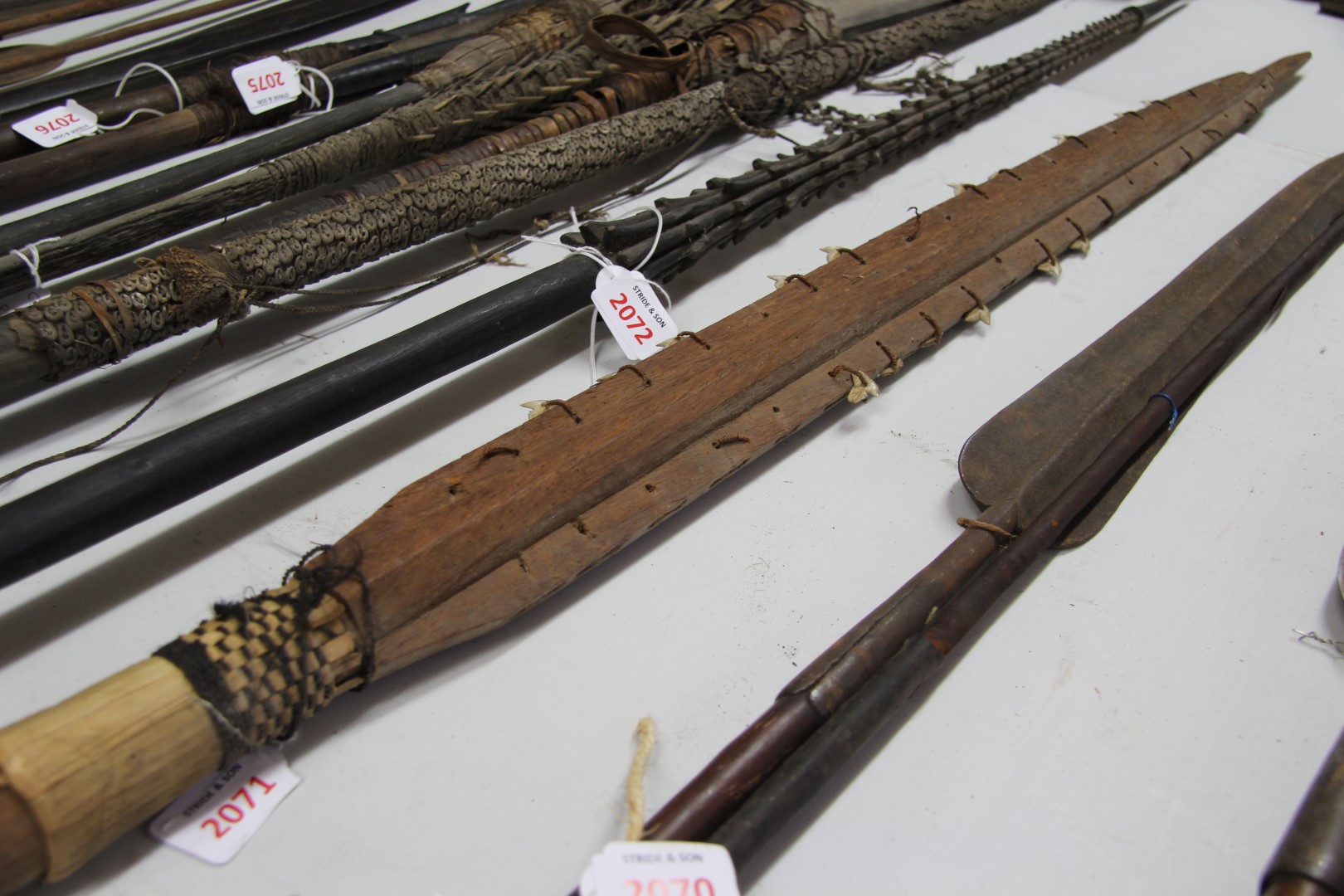 Oceanic: a Gilbert Island long wooden weapon, the blade having shark's ...