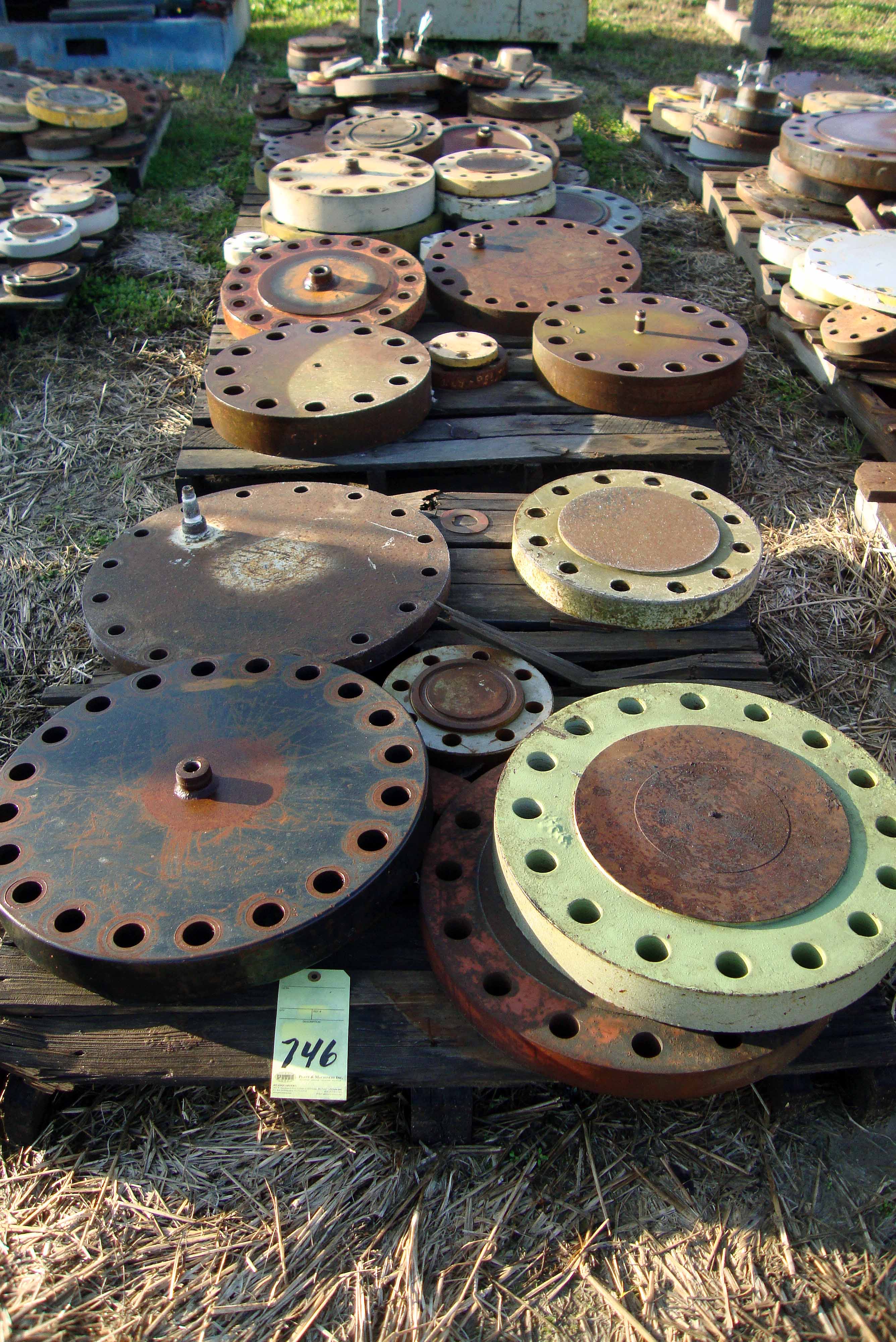 LOT OF HYDROTEST BLIND FLANGES, assorted bolt patterns & fittings