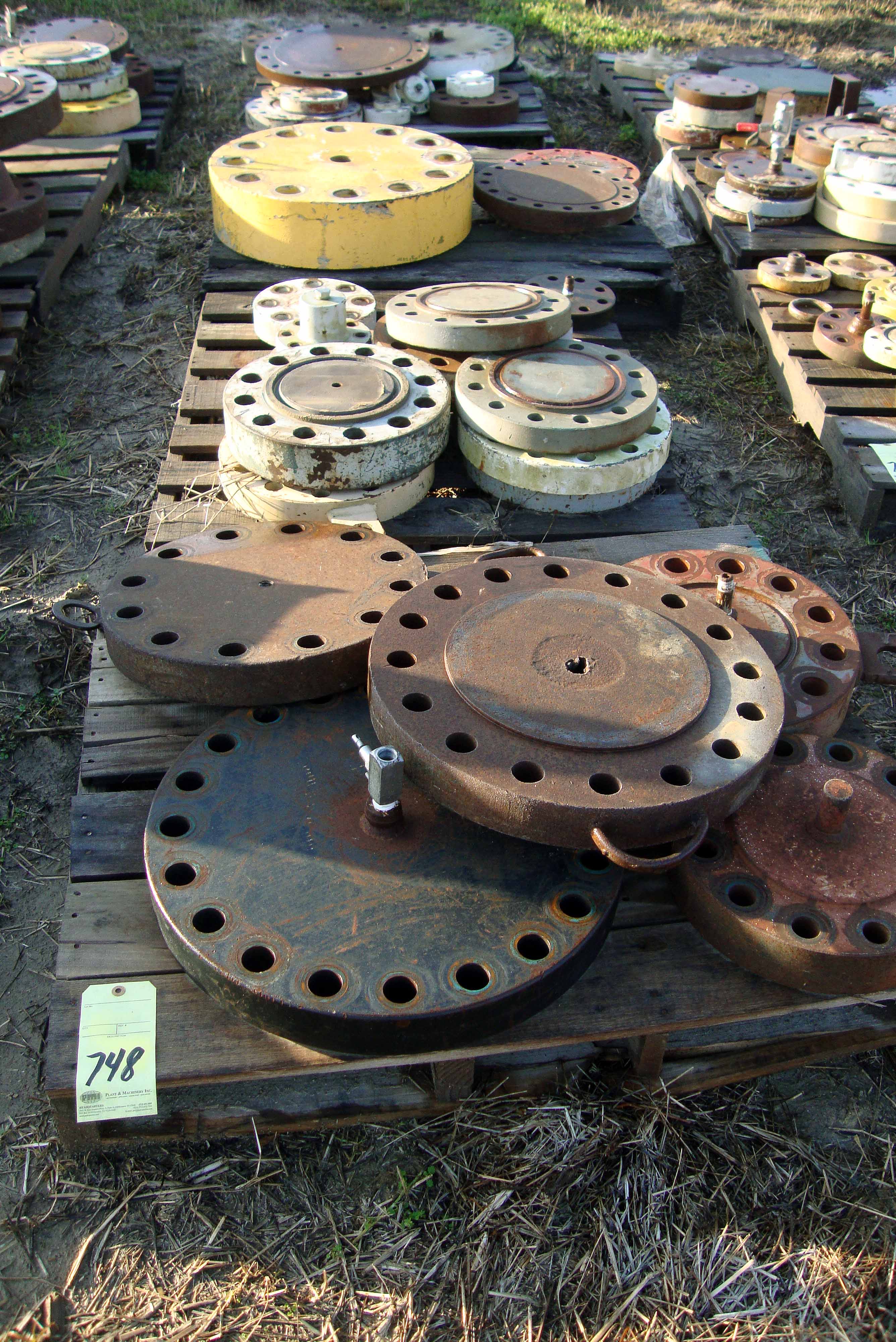 LOT OF HYDROTEST BLIND FLANGES, assorted bolt patterns & fittings