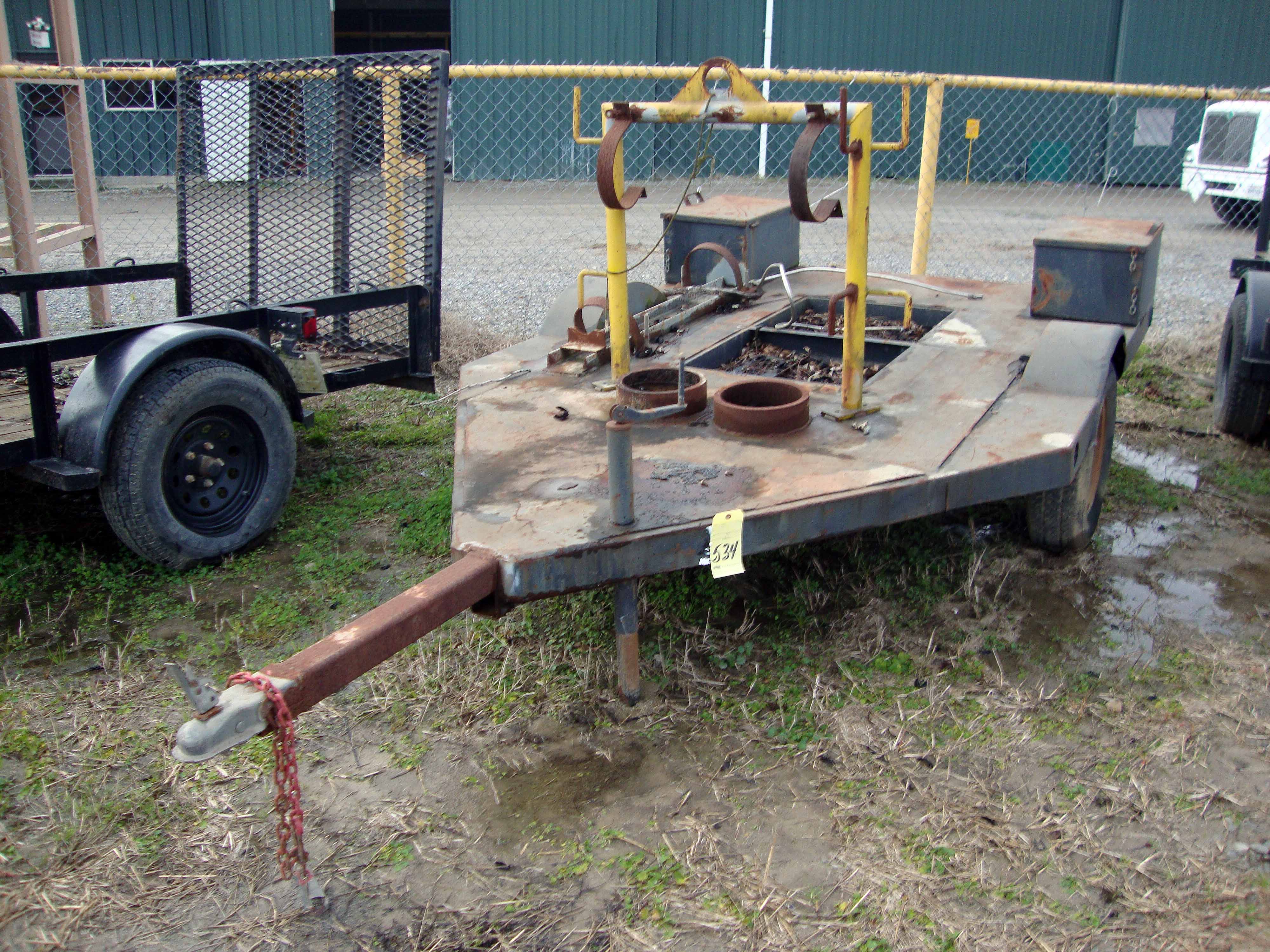WELDING TRAILER, sgl. axle, landing gear, (2) bottle racks, (2 ...