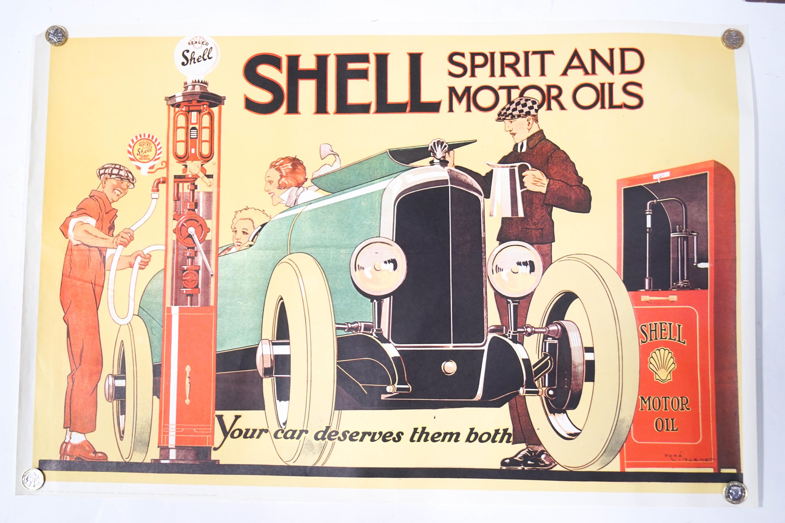 Six 1960s Shell Motoring Oil posters, reproduced from the 1920s & 30s ...