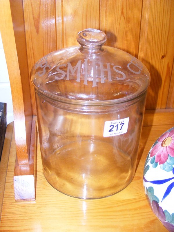 Vintage Smiths crisps glass preserve jar