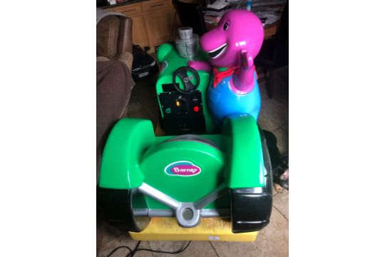 DS - Barney The Dinosaur Green / Purple Coin Operated Car Kids Ride On ...