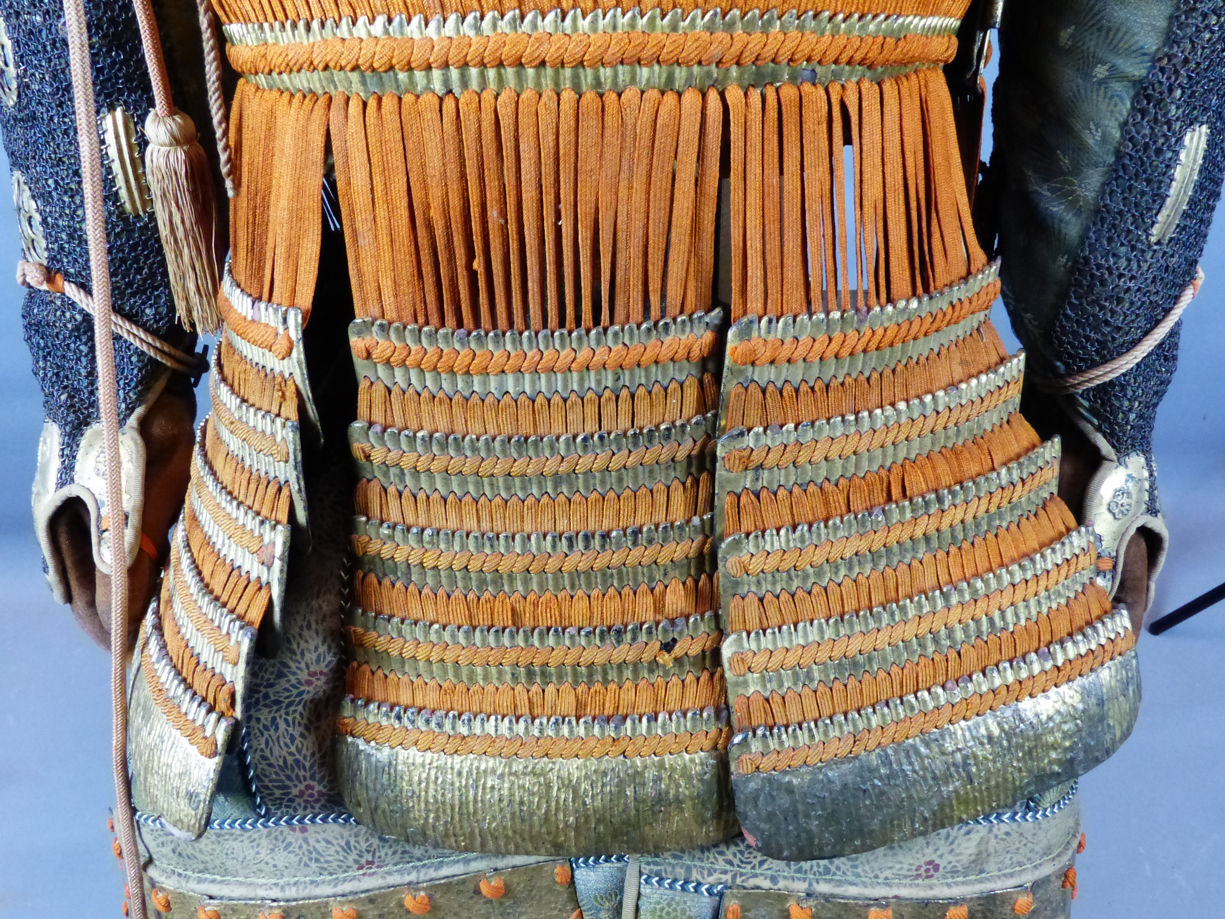 A GOOD JAPANESE ARMOUR- A Japanese orange laced o-yoroi or great armour ...