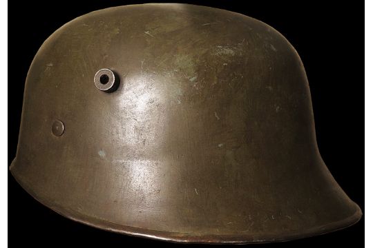 German WW1 helmet adapted for the Turkish Army. With liner and chin ...