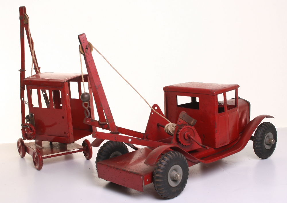 Two Triang Cranes, Bedford Breakdown lorry, red pressed steel, in good ...