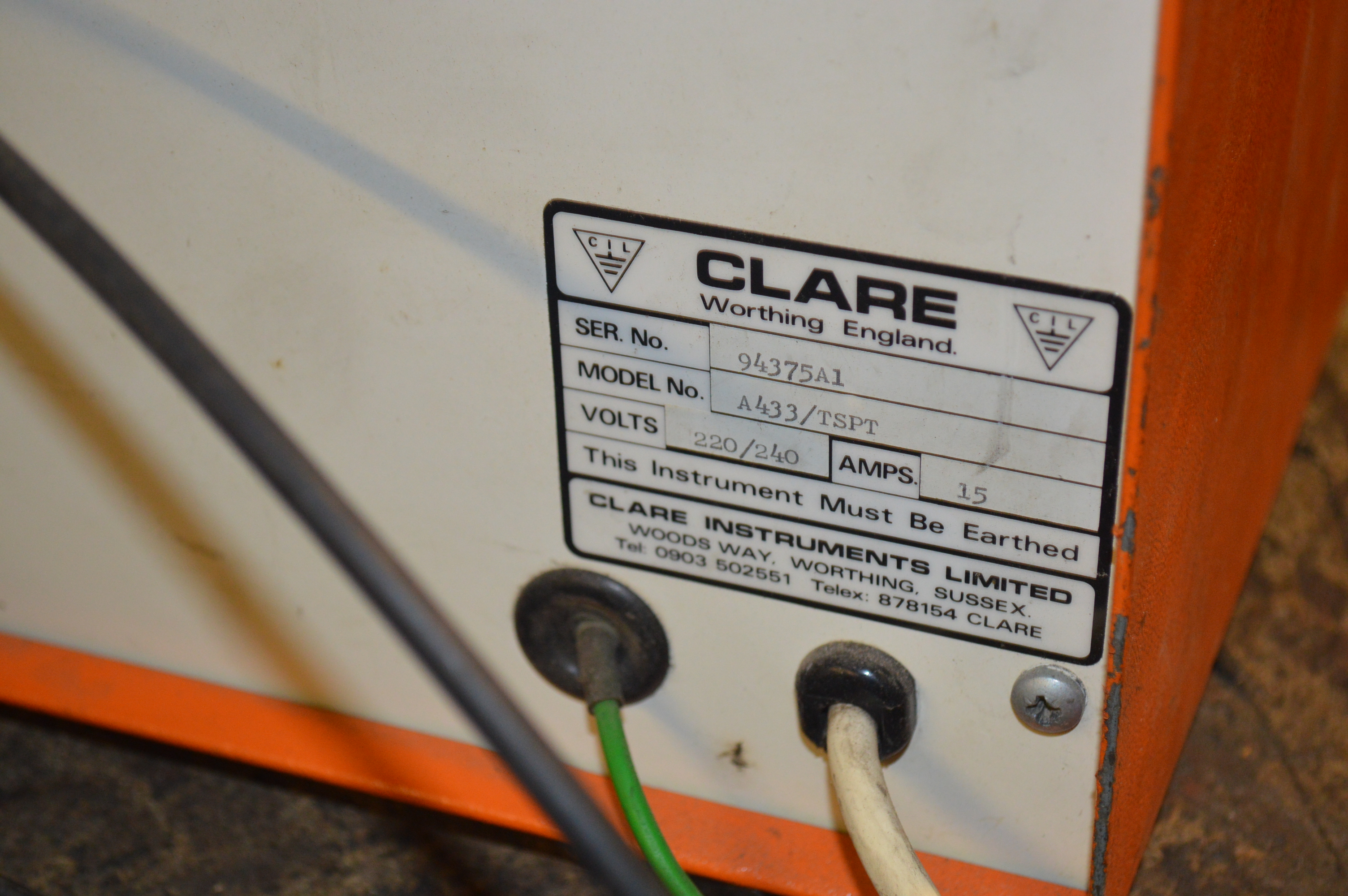 Clare A433/TSPT Comprehensive Test Station, Serial No: 94375A1